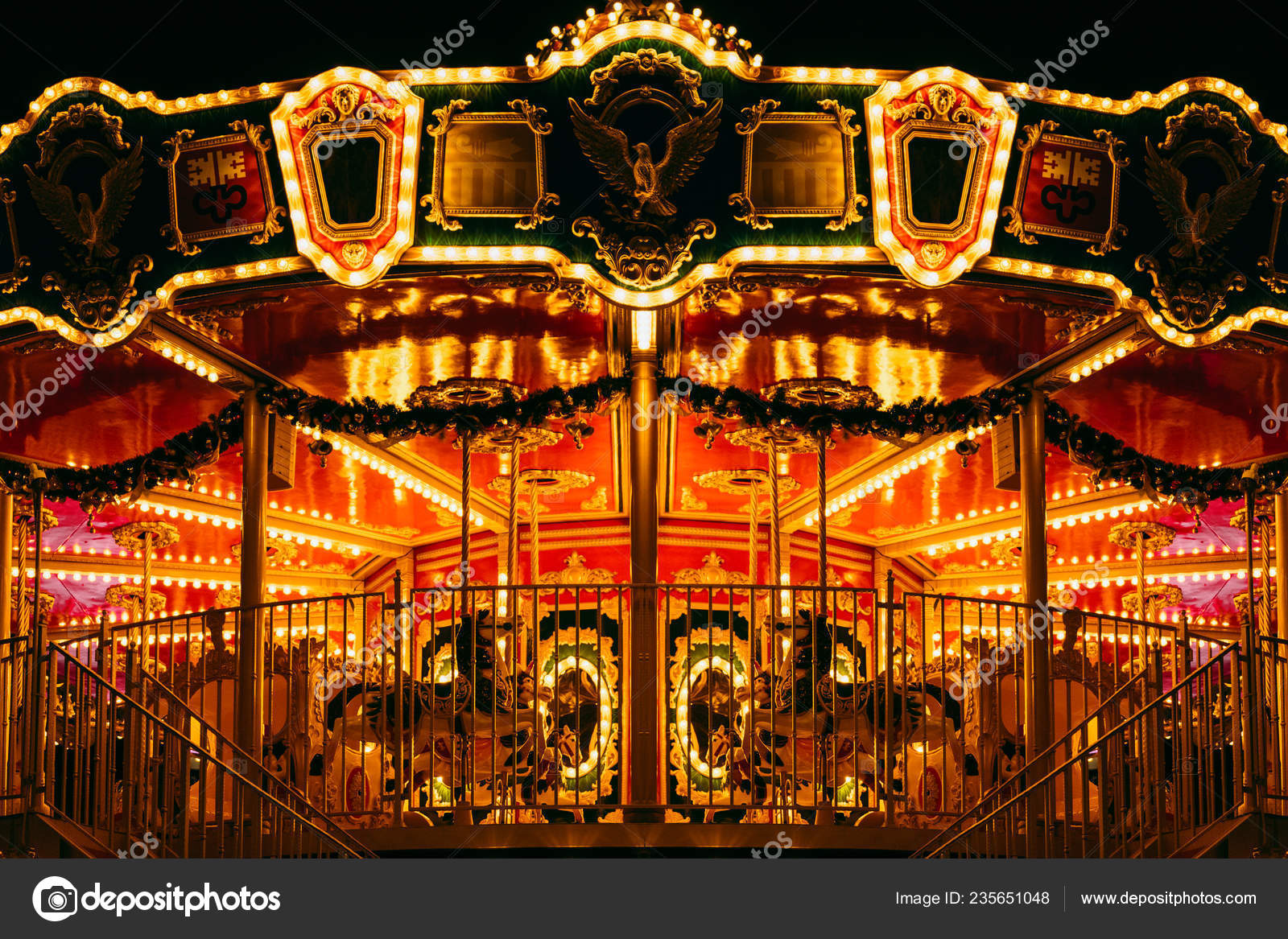 Partial View Beautiful Carousel Many Light Night Theme Patk Stock Photo ...