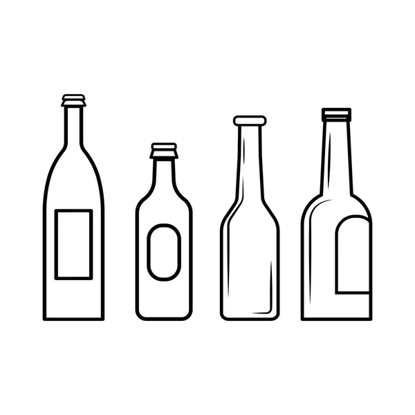 Set of bottle lines icons on white background - vector illustrat Stock ...