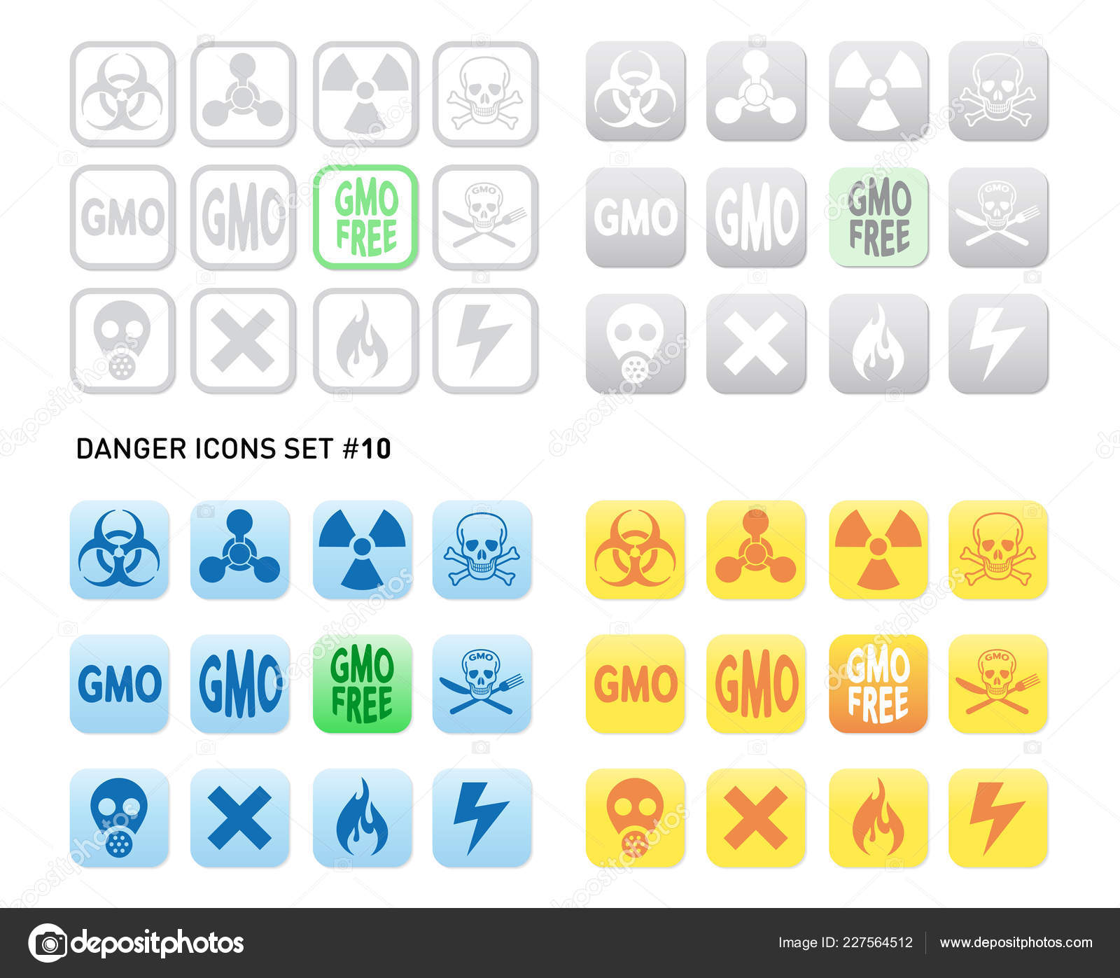 Set Icons Dangerous Hazardous Product Radiations Poisons Toxic ...