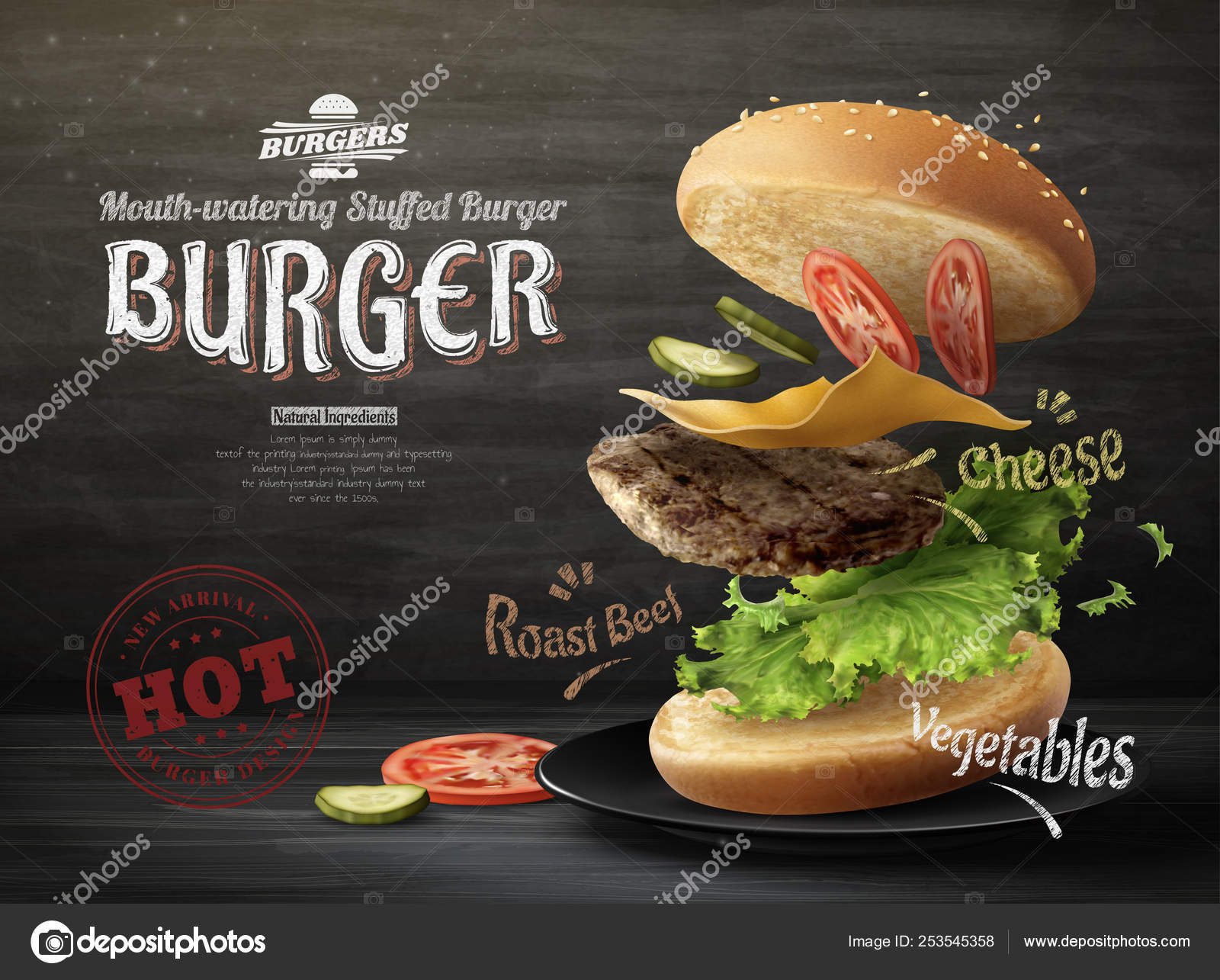 Hamburger ads design Stock Vector Image by ©RollingStonesStudio #253545358