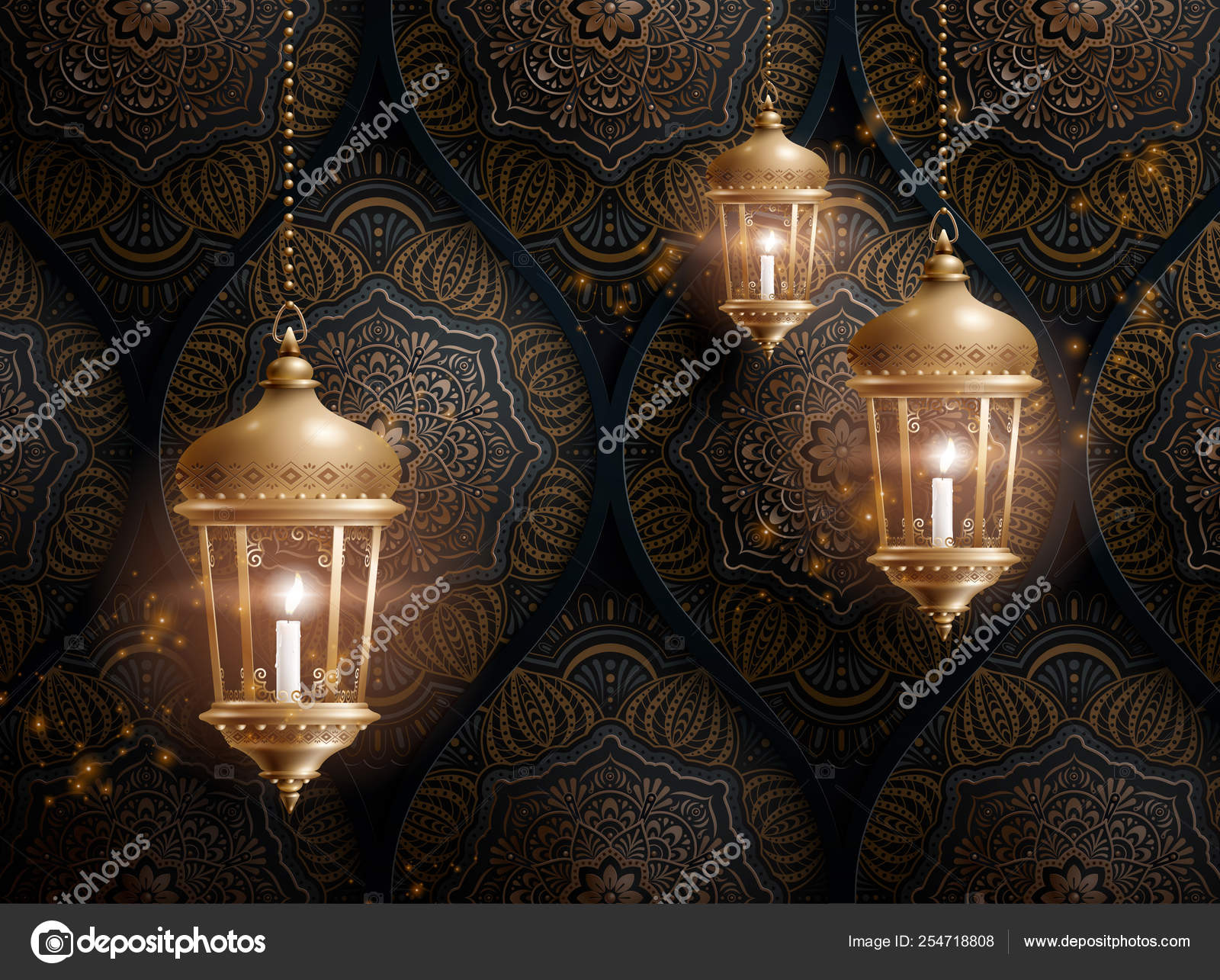 Arabesque background with lanterns Stock Vector by ©RollingStonesStudio ...