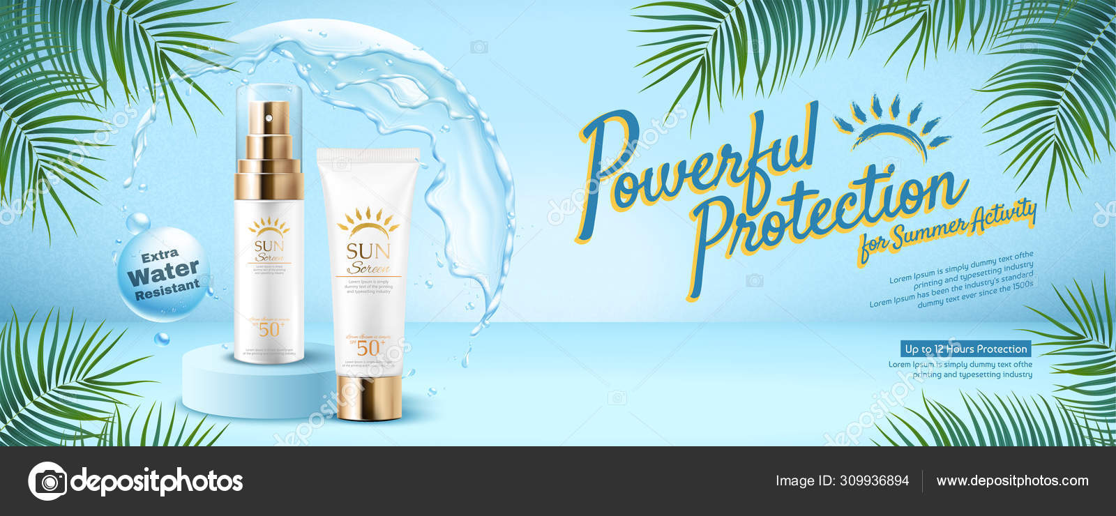Powerful sunscreen product banner Stock Vector Image by ...