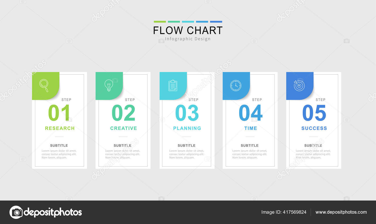 Infographic Flow Chart Template Elements Row Icons Used Business ...