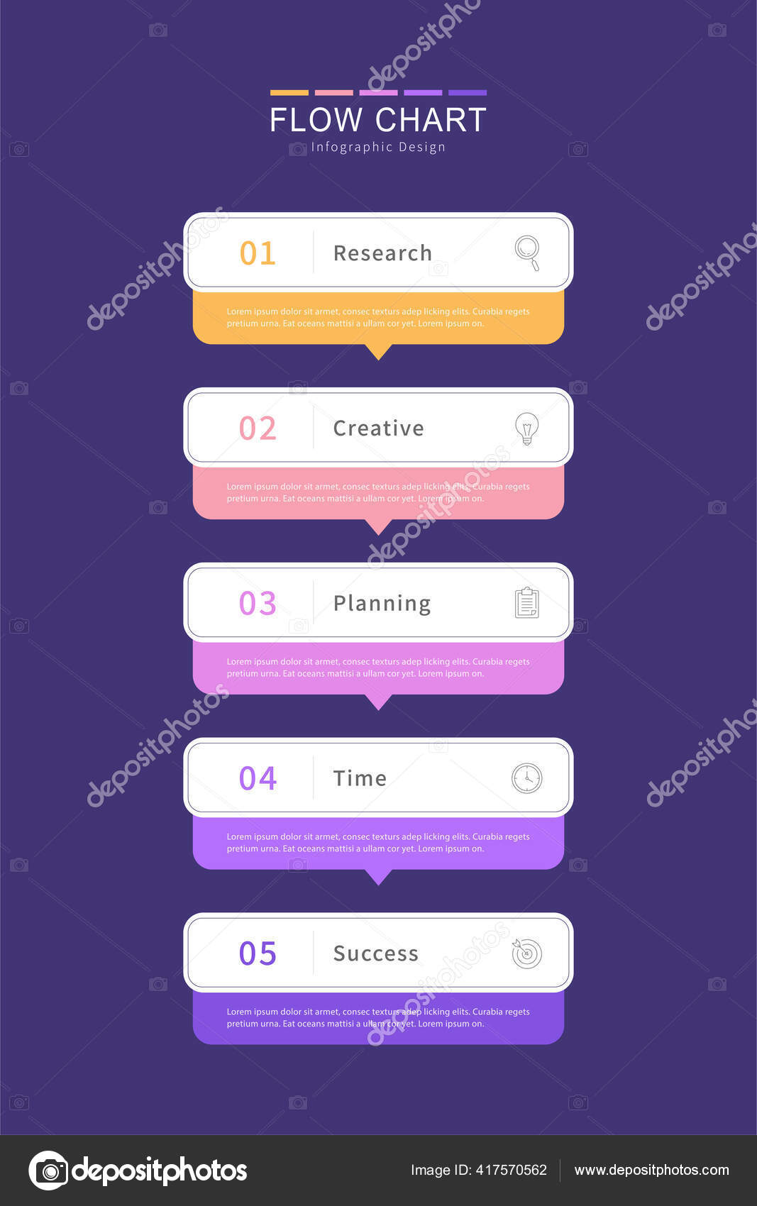 Flow Chart Infographic Elements Blue Background Five Banner Options ...