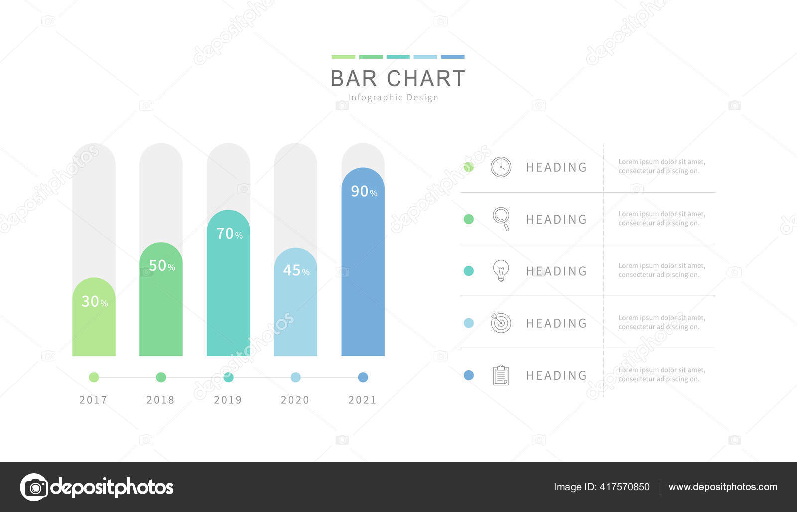 Colorful Bar Chart Infographic Template Design Elements Icons Stock ...