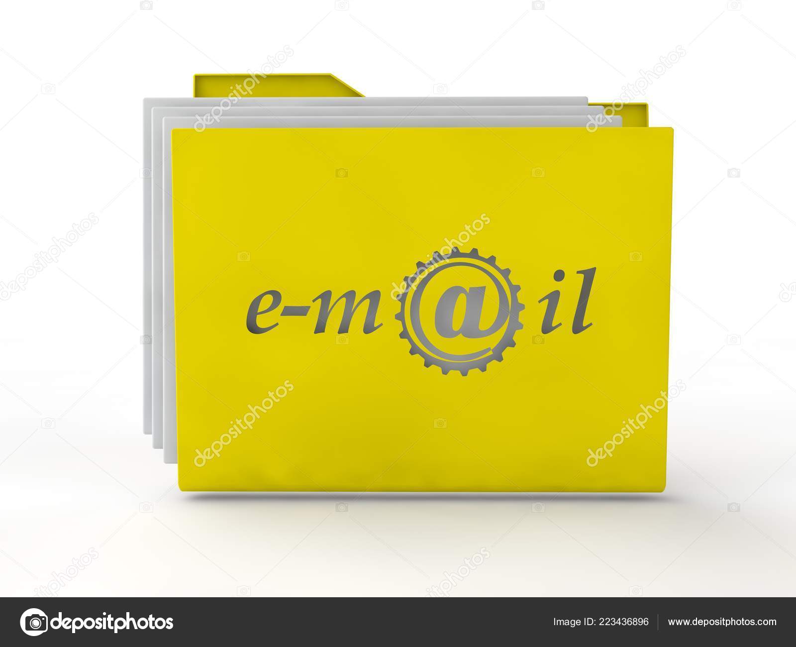 Yellow Envelope Email Symbol Attached Files Sign Dog Cog Envelope Stock ...