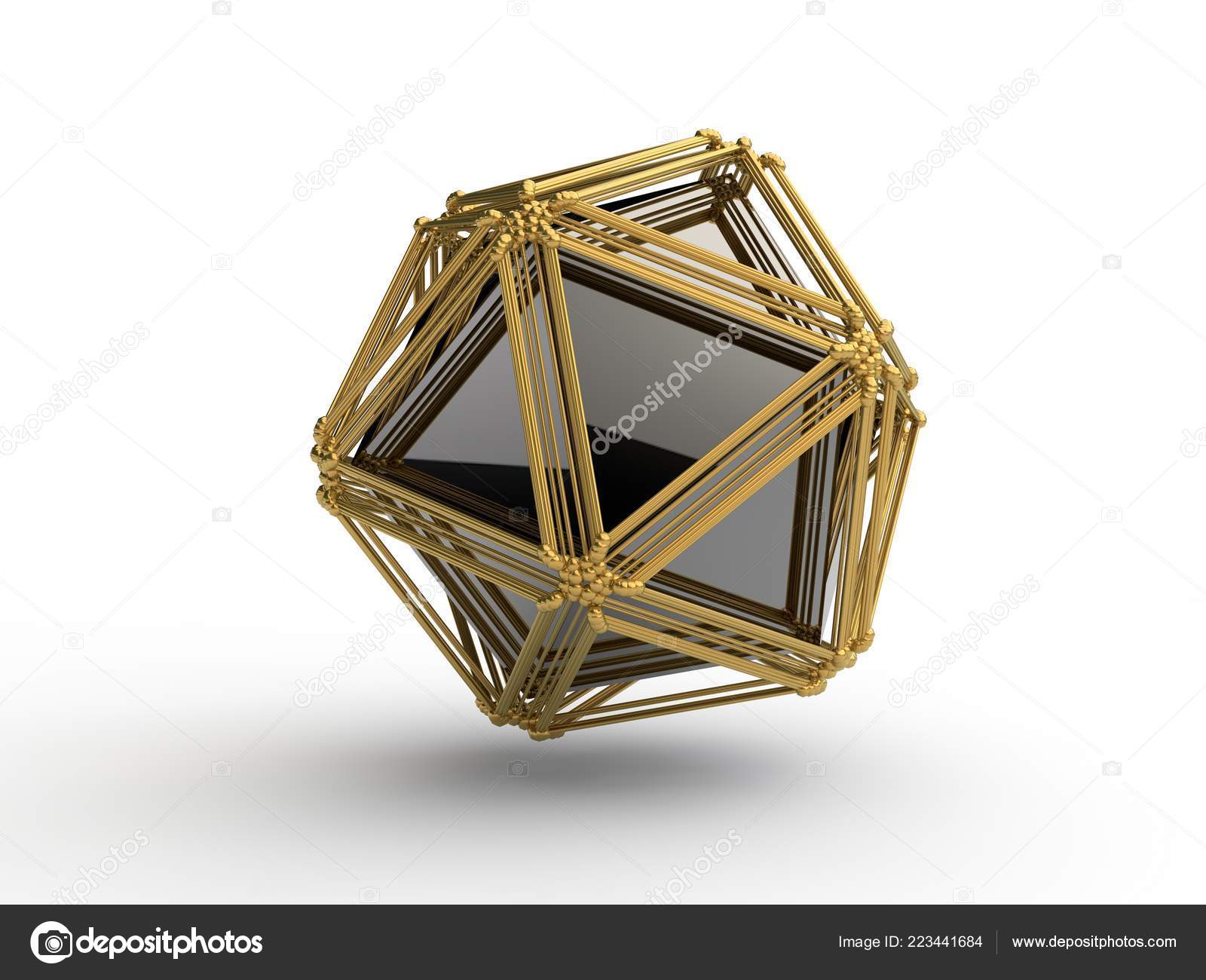 Explosion of a polyhedral polygonal geometric shape, disintegration ...