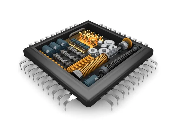 la estructura interna de la CPU, el mecanismo reductor de engranajes ...