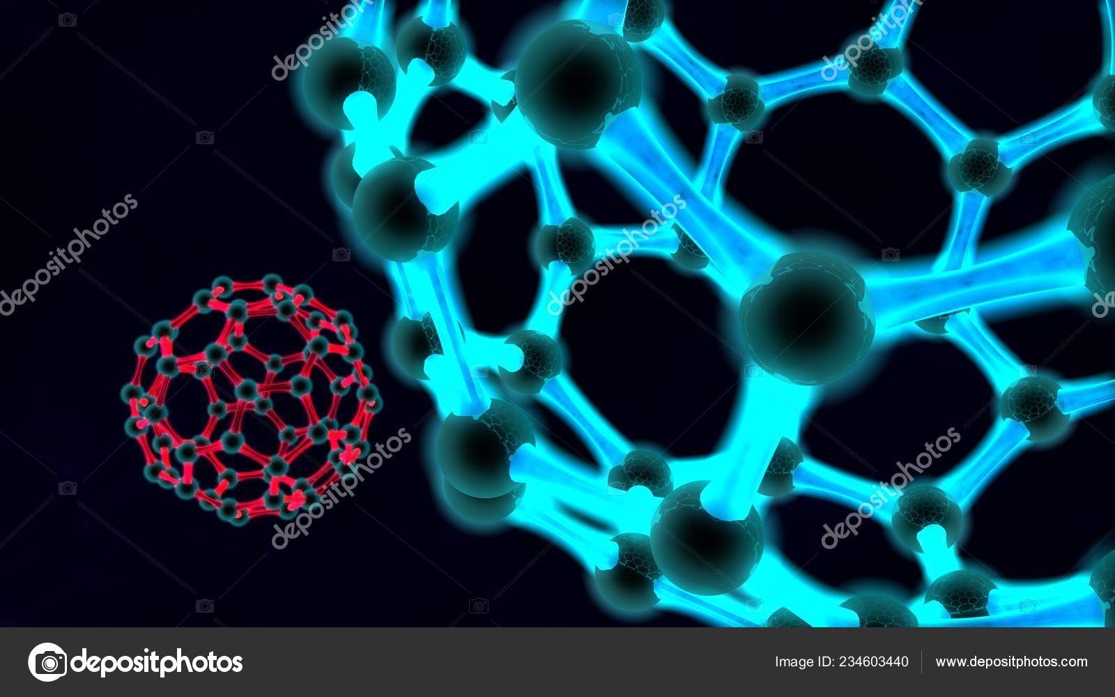 Illustration Blue Globe Molecules Graphene Crystal Lattice Idea ...