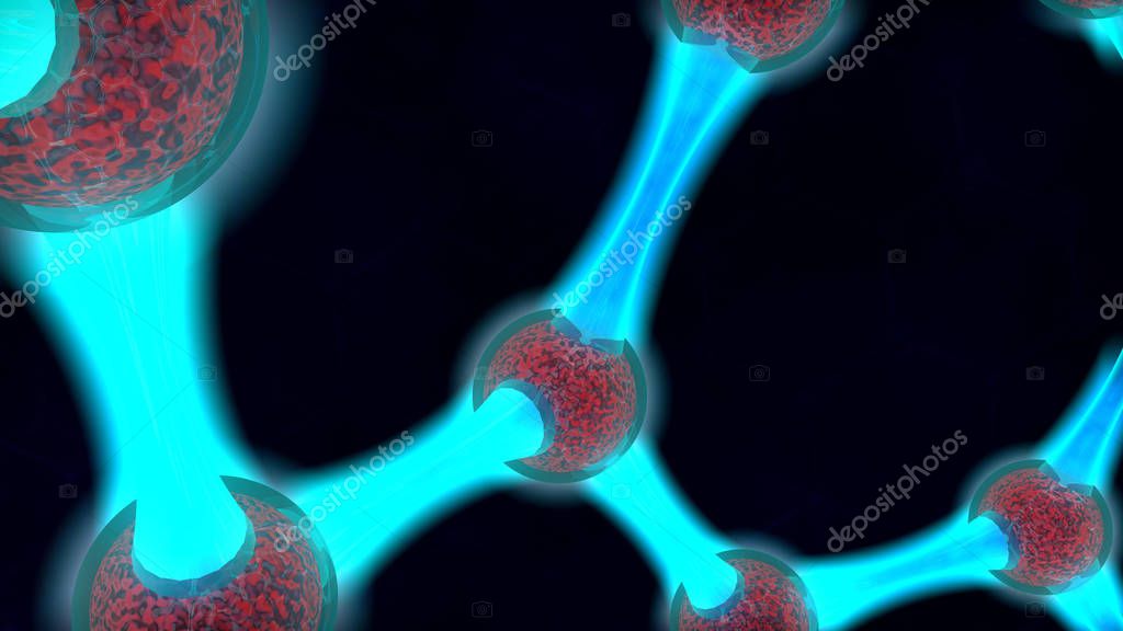 Ilustraci n 3D de fragmento de bola azul, estructura molecular, grafeno luminoso, mol cula de ...