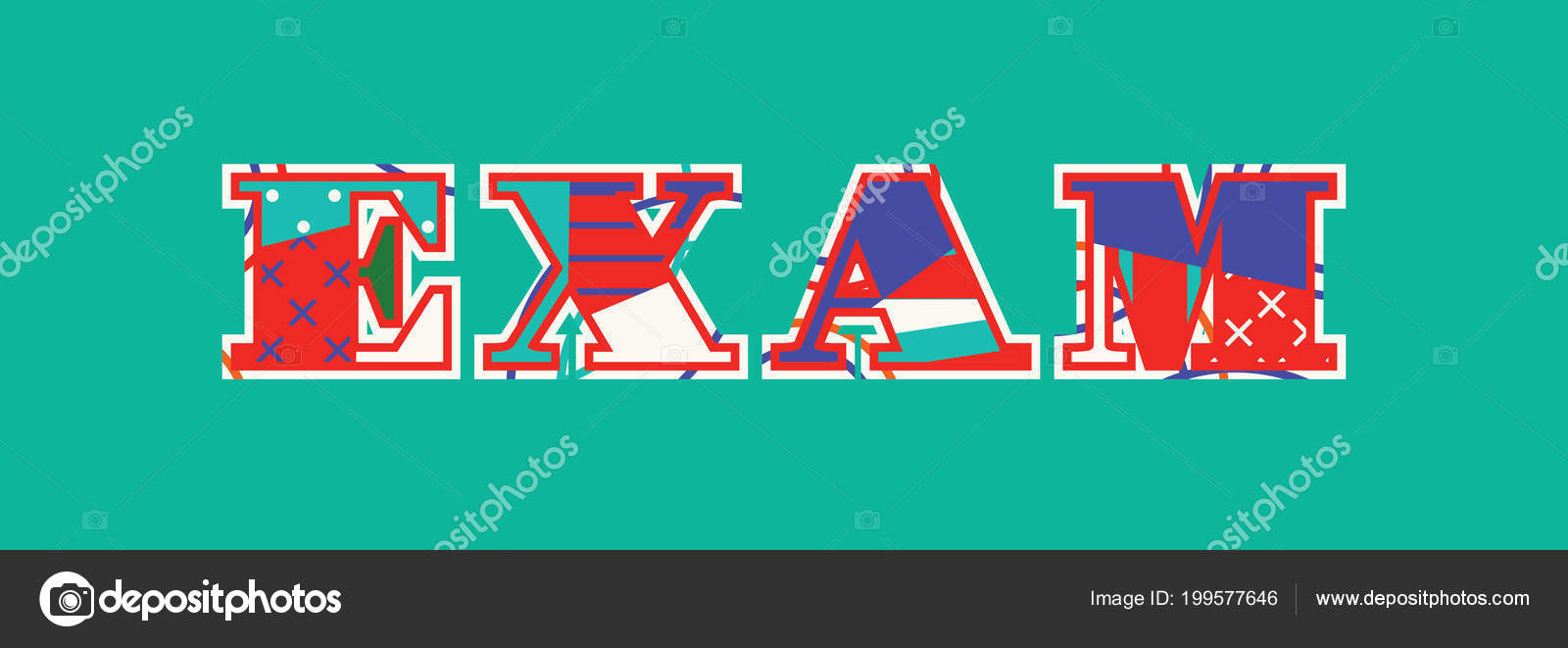 Word Exam Concept Written Colorful Abstract Typography Vector Eps ...