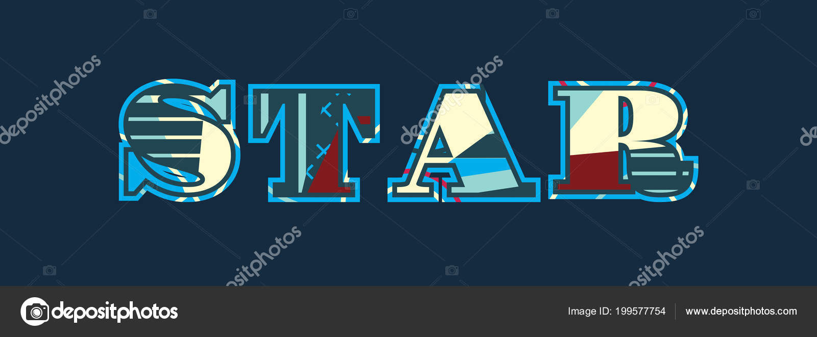 Word Star Concept Written Colorful Abstract Typography Vector Eps ...