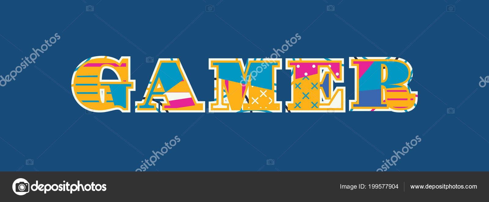 Word Gamer Concept Written Colorful Abstract Typography Vector Eps ...