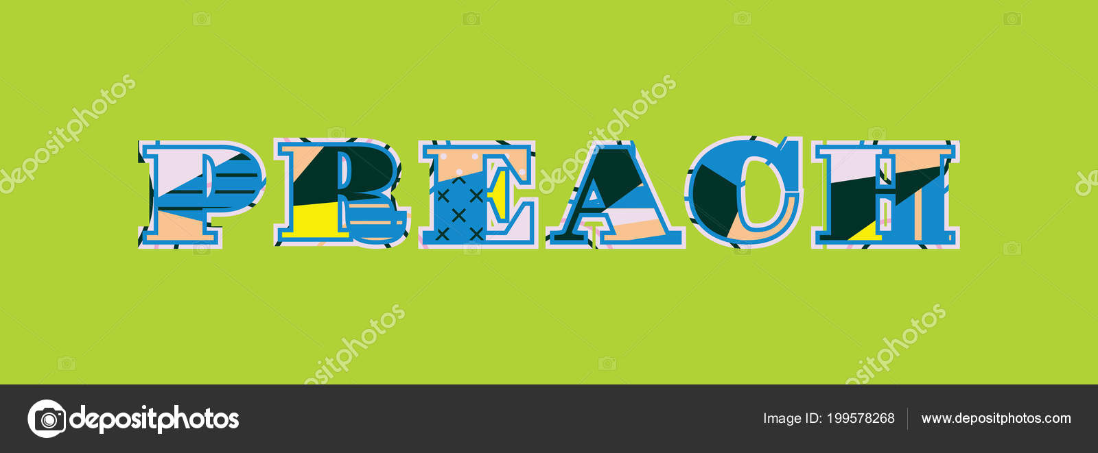 Word Preach Concept Written Colorful Abstract Typography Vector Eps ...