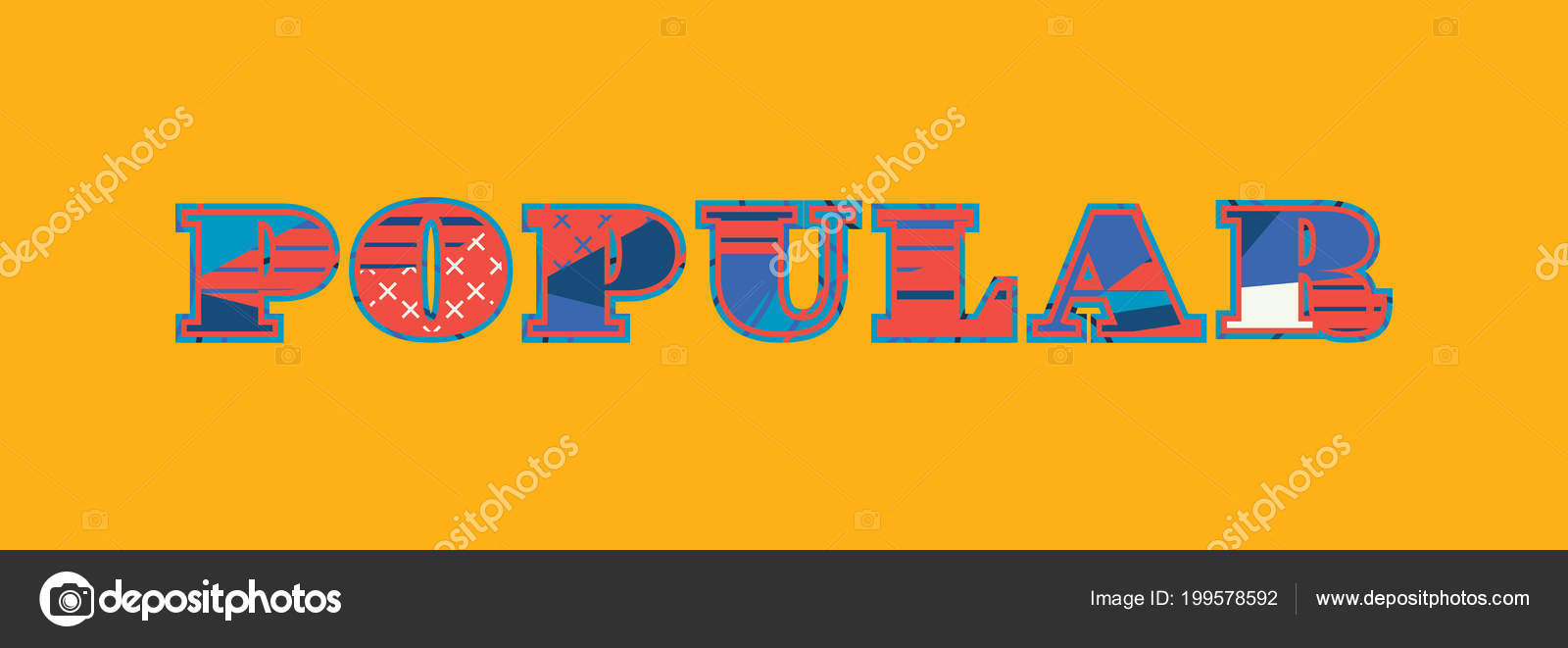 Word Popular Concept Written Colorful Abstract Typography Vector Eps ...