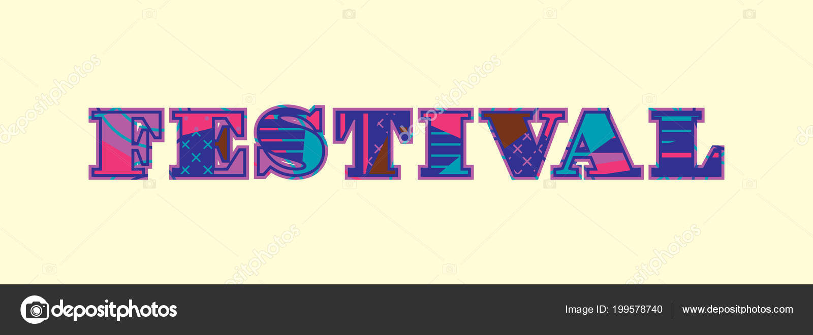 Word Festival Concept Written Colorful Abstract Typography Vector Eps ...