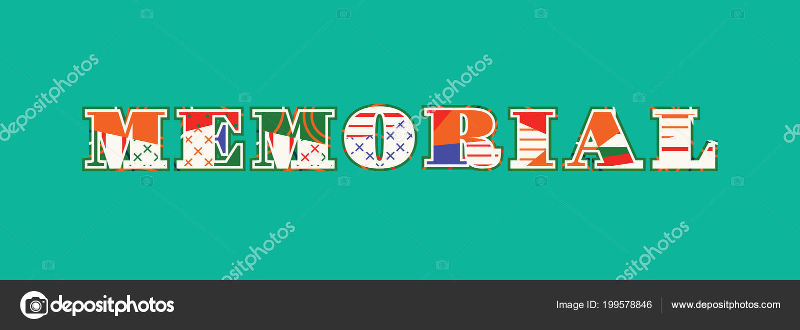 Word Memorial Concept Written Colorful Abstract Typography Vector Eps ...