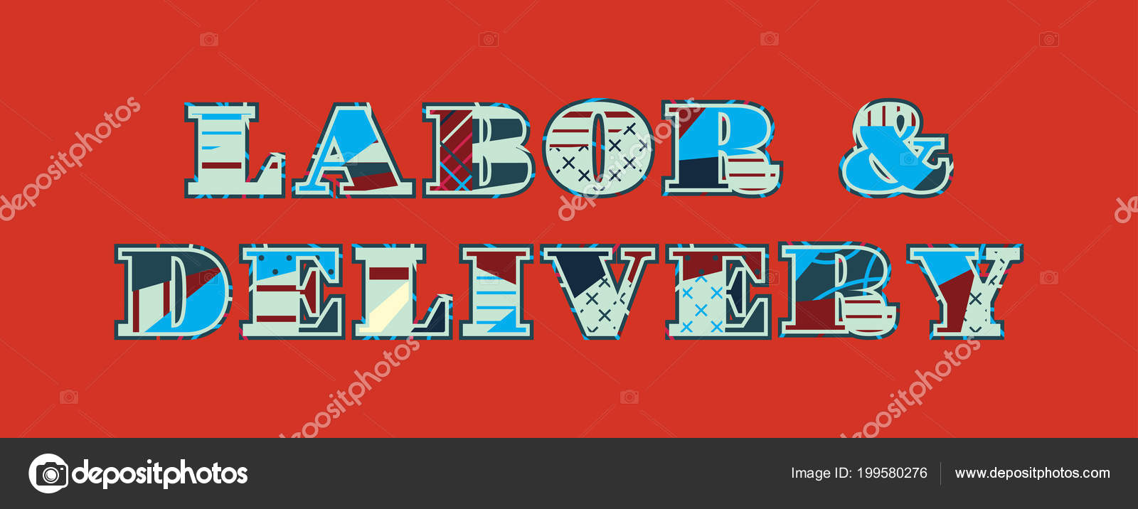 Words Labor Delivery Concept Written Colorful Abstract Typography ...