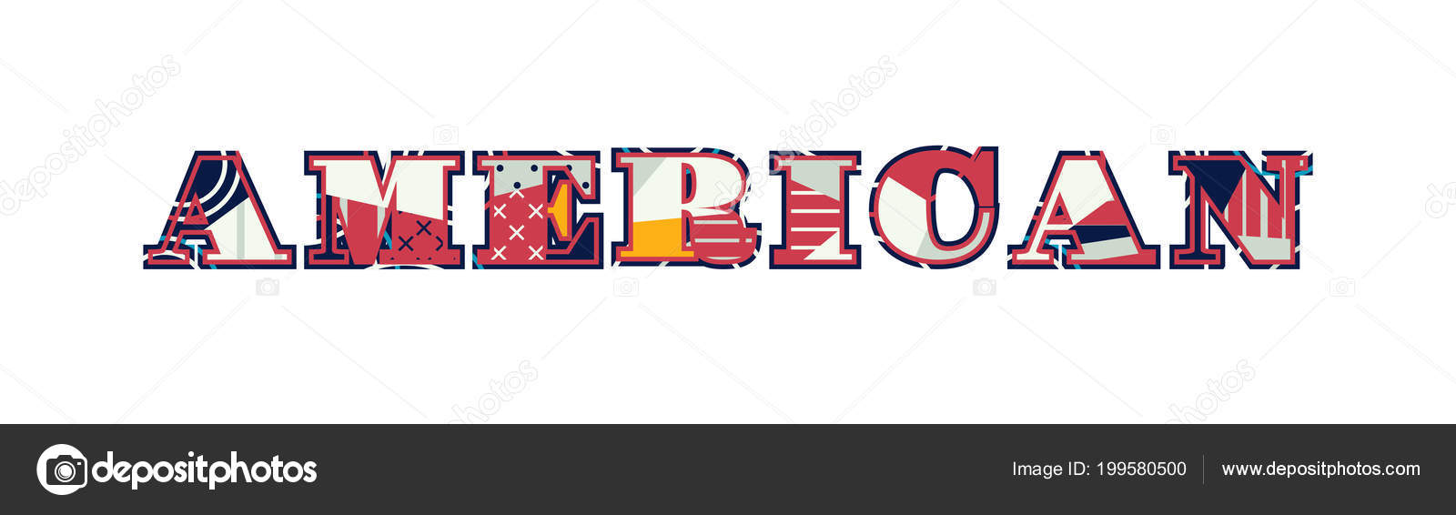 Word American Concept Written Colorful Abstract Typography Vector Eps ...