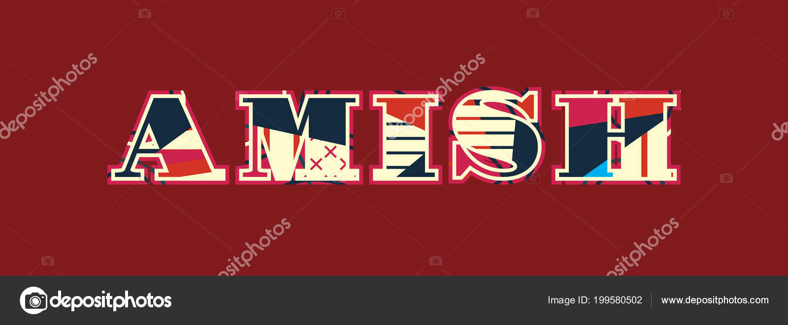 Word Amish Concept Written Colorful Abstract Typography Vector Eps ...