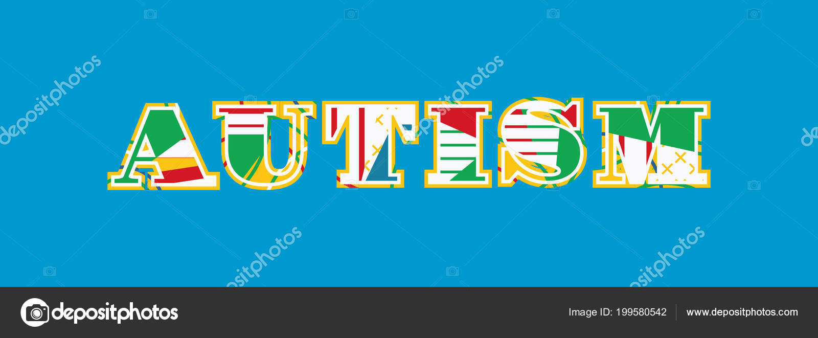 Word Autism Concept Written Colorful Abstract Typography Vector Eps ...