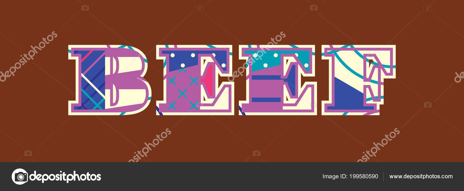 Word Beef Concept Written Colorful Abstract Typography Vector Eps ...
