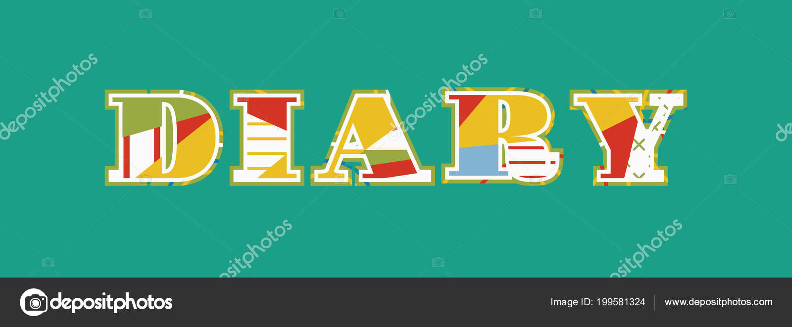 Palabra Diario Concepto Escrito Tipografía Abstracta Colores Vector Eps ...