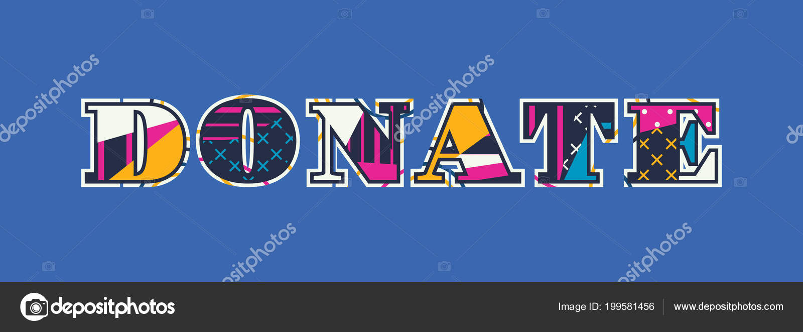 Word Donate Concept Written Colorful Abstract Typography Vector Eps ...
