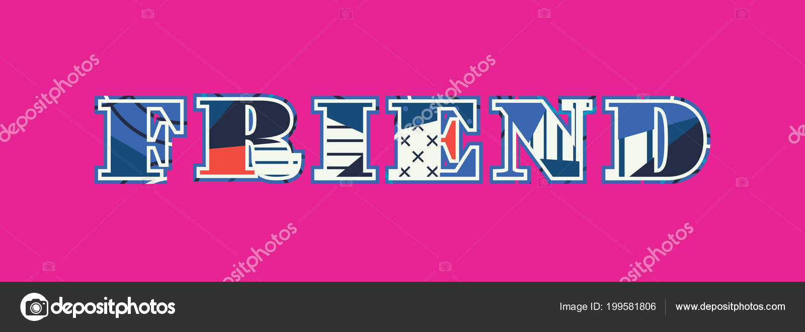Word Friend Concept Written Colorful Abstract Typography Vector Eps ...