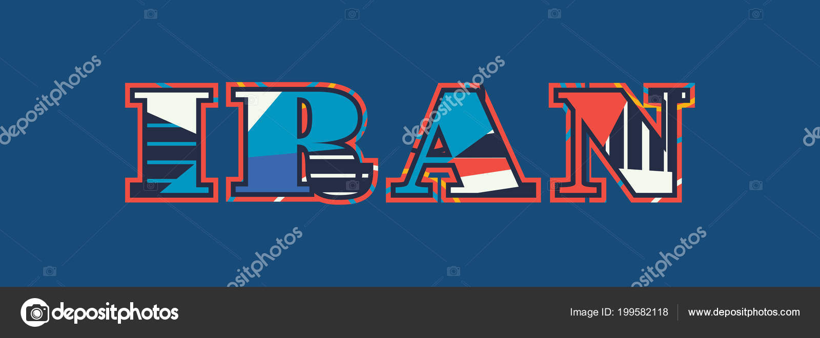 Word Iran Concept Written Colorful Abstract Typography Vector Eps ...