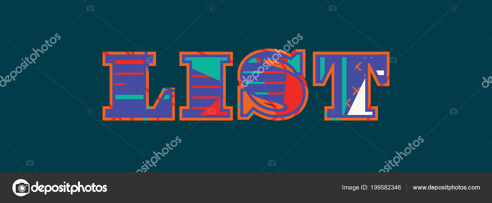Word List Concept Written Colorful Abstract Typography Vector Eps ...