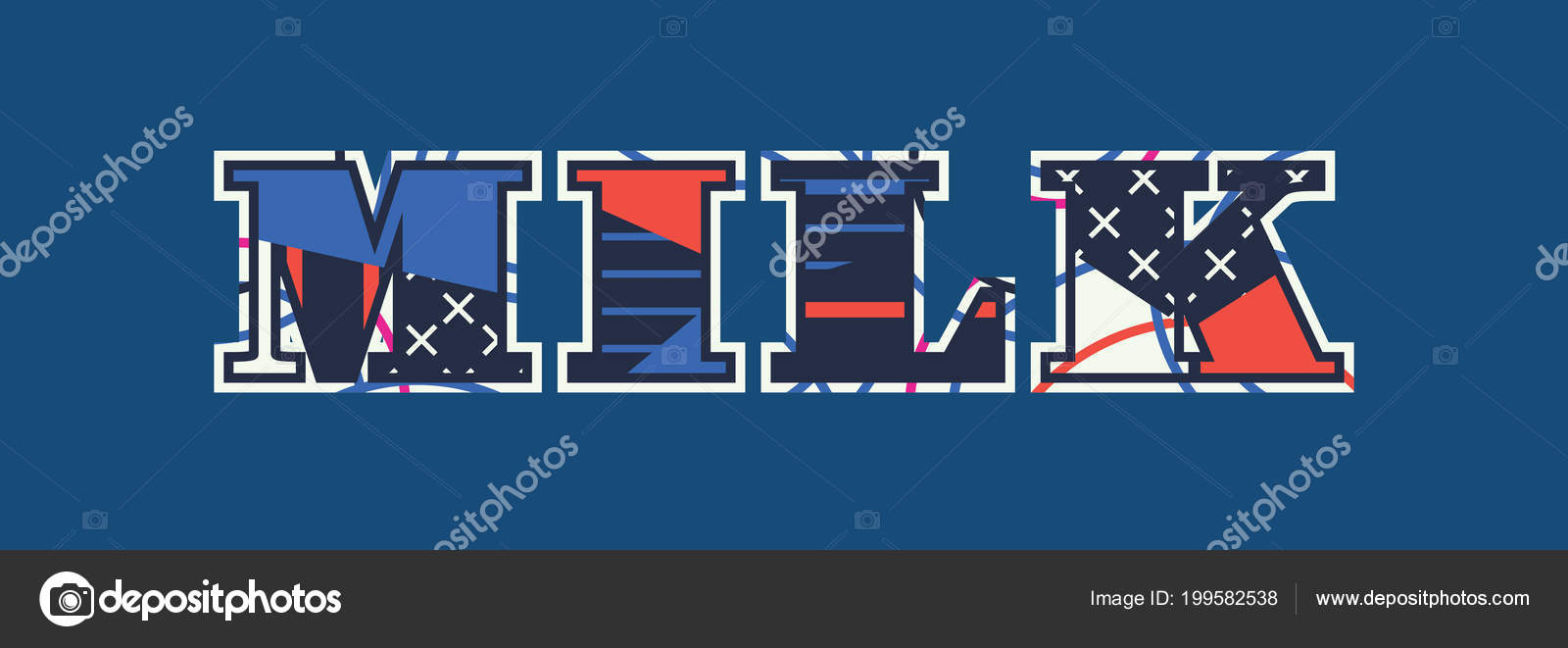 Word Milk Concept Written Colorful Abstract Typography Vector Eps ...