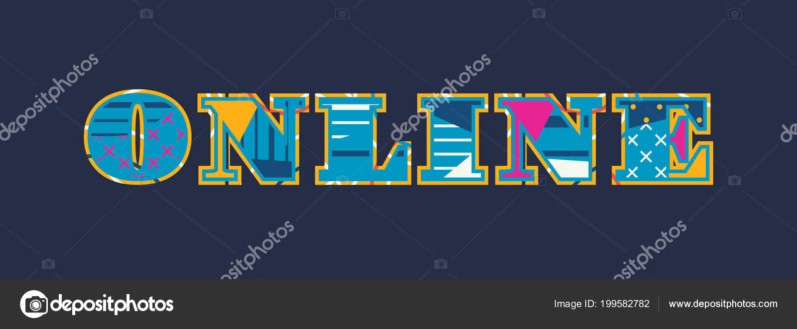 Word Online Concept Written Colorful Abstract Typography Vector Eps ...