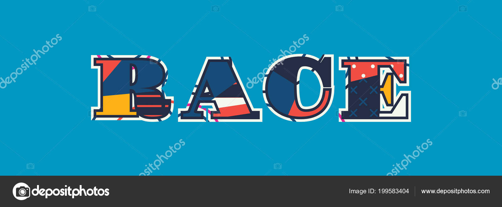 Word Race Concept Written Colorful Abstract Typography Vector Eps ...