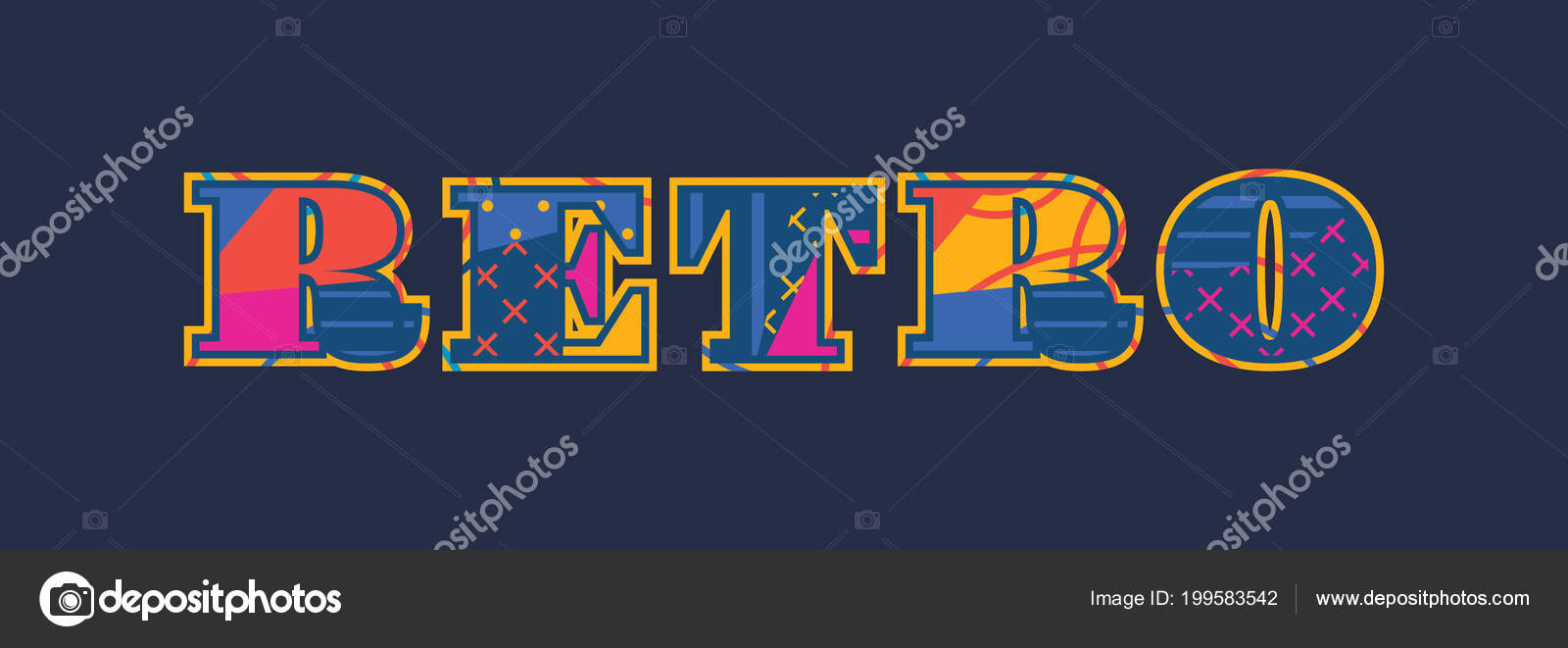 Word Retro Concept Written Colorful Abstract Typography Vector Eps ...