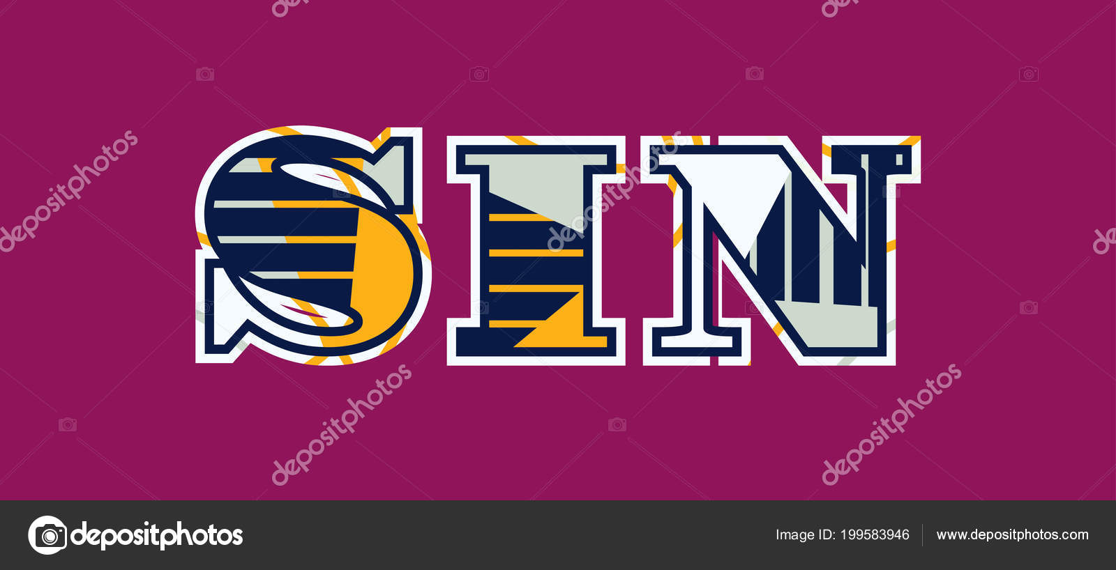 Word Sin Concept Written Colorful Abstract Typography Vector Eps ...