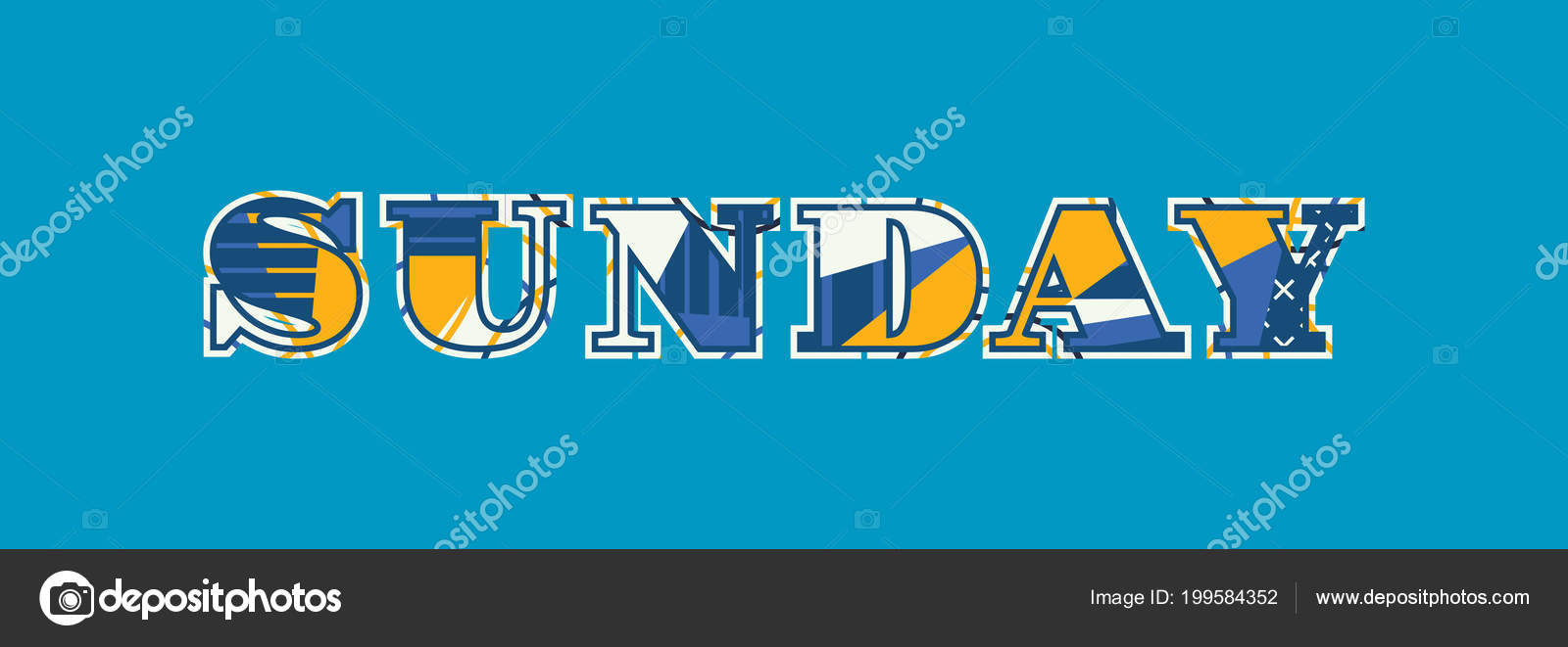 Word Sunday Concept Written Colorful Abstract Typography Vector Eps ...