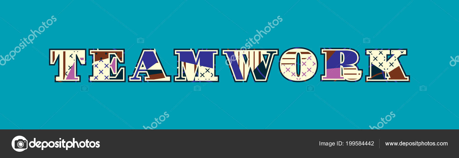 Word Teamwork Concept Written Colorful Abstract Typography Vector Eps ...