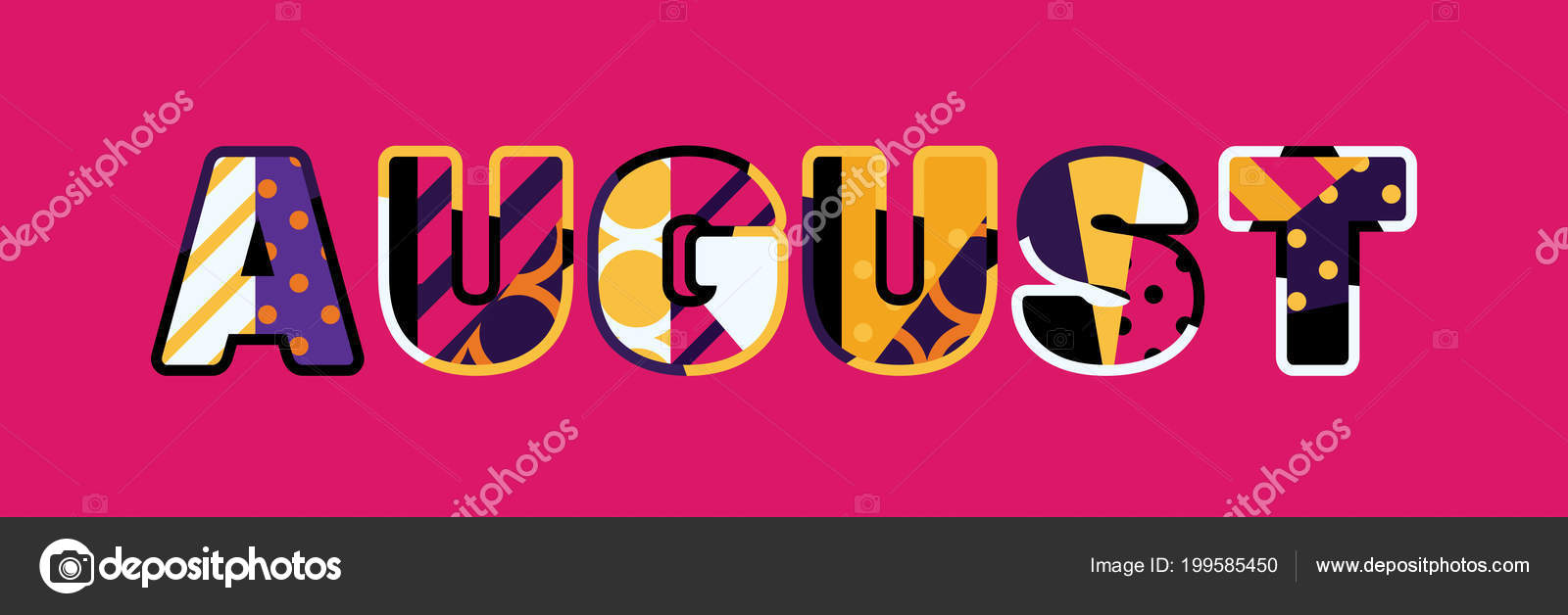 Word August Concept Written Colorful Abstract Typography Vector Eps ...
