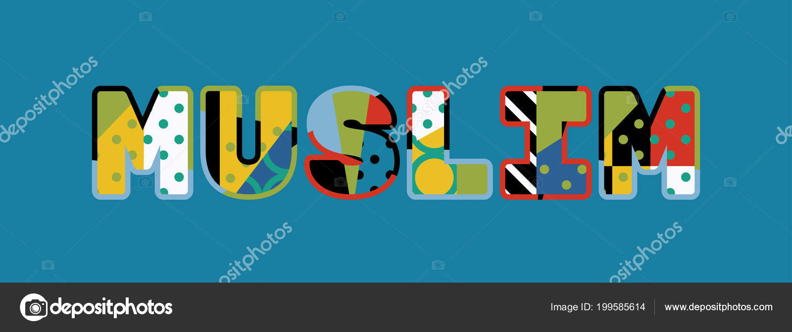 Word Muslim Concept Written Colorful Abstract Typography Vector Eps ...
