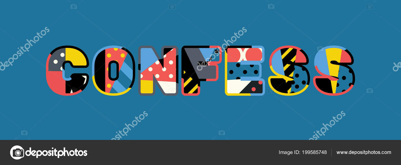 Word Confess Concept Written Colorful Abstract Typography Vector Eps ...