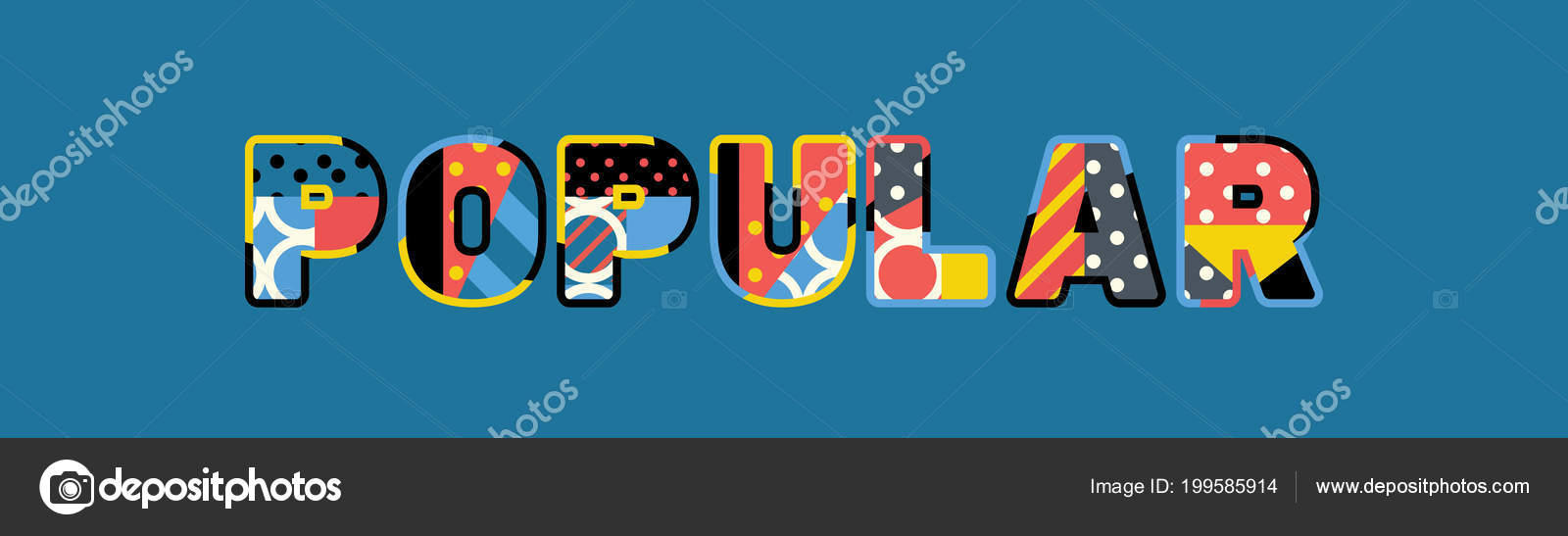 Word Popular Concept Written Colorful Abstract Typography Vector Eps ...