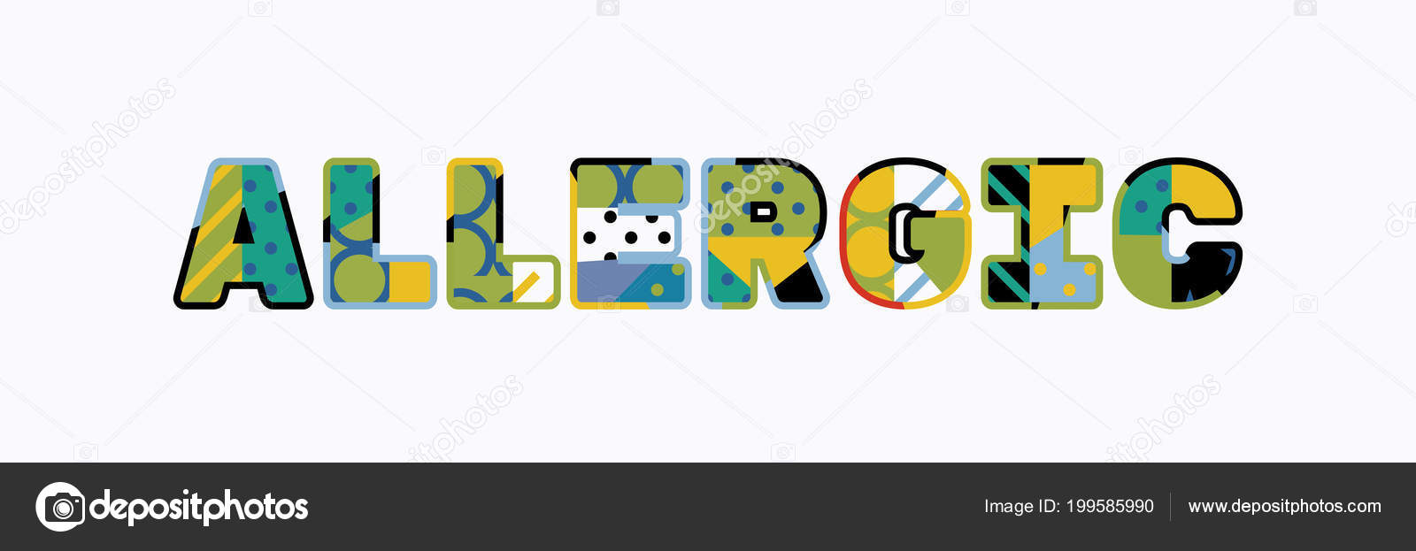 Word Allergic Concept Written Colorful Abstract Typography Vector Eps ...