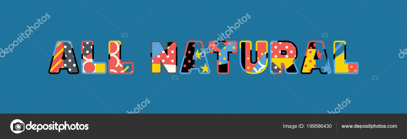 Words All Natural Concept Written Colorful Abstract Typography Vector ...