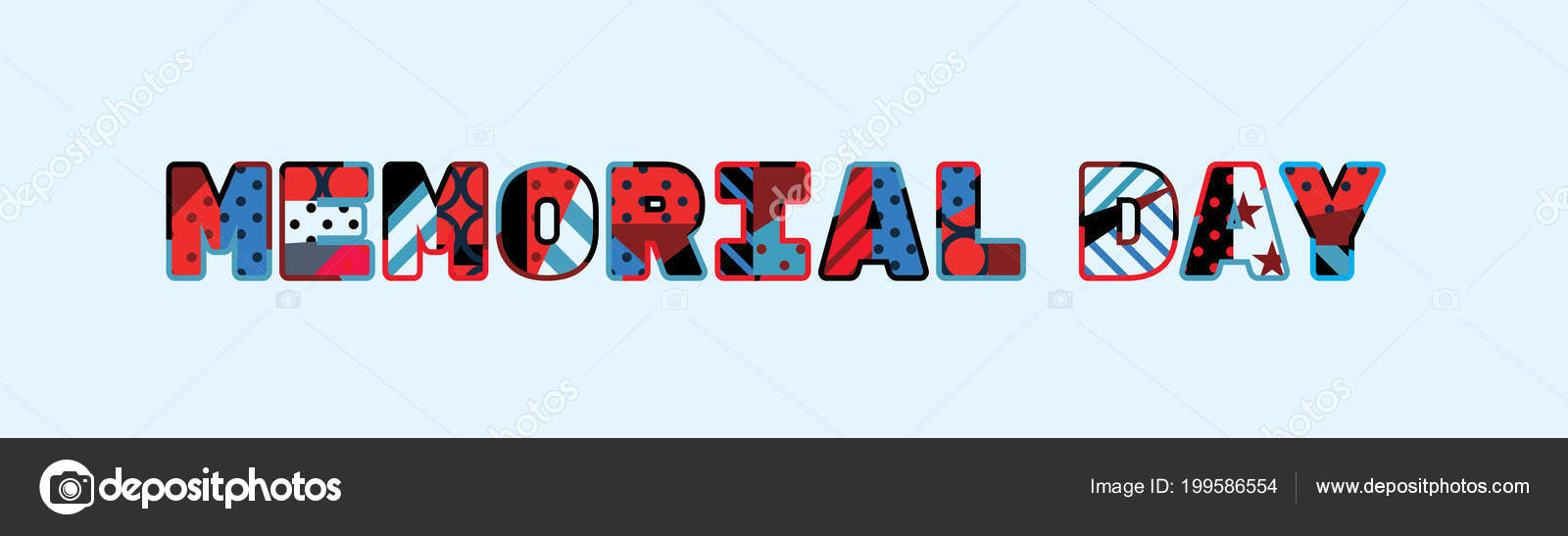 Words Memorial Day Concept Written Colorful Abstract Typography Vector ...