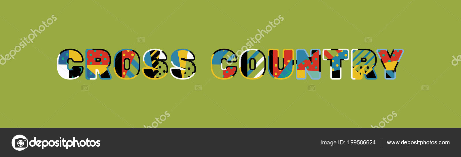 Word Cross Country Concept Written Colorful Abstract Typography Vector ...