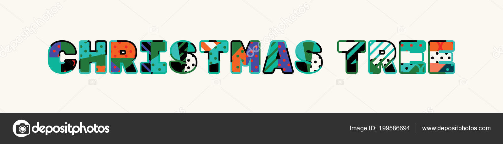 Word Christmas Tree Concept Written Colorful Abstract Typography Vector ...
