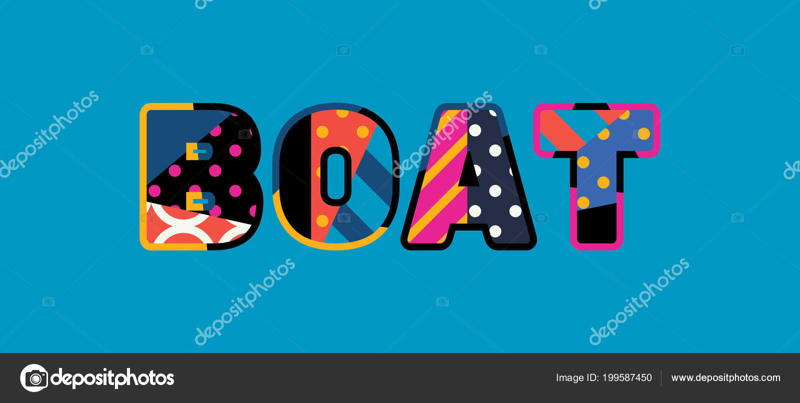 Word Boat Concept Written Colorful Abstract Typography Vector Eps ...