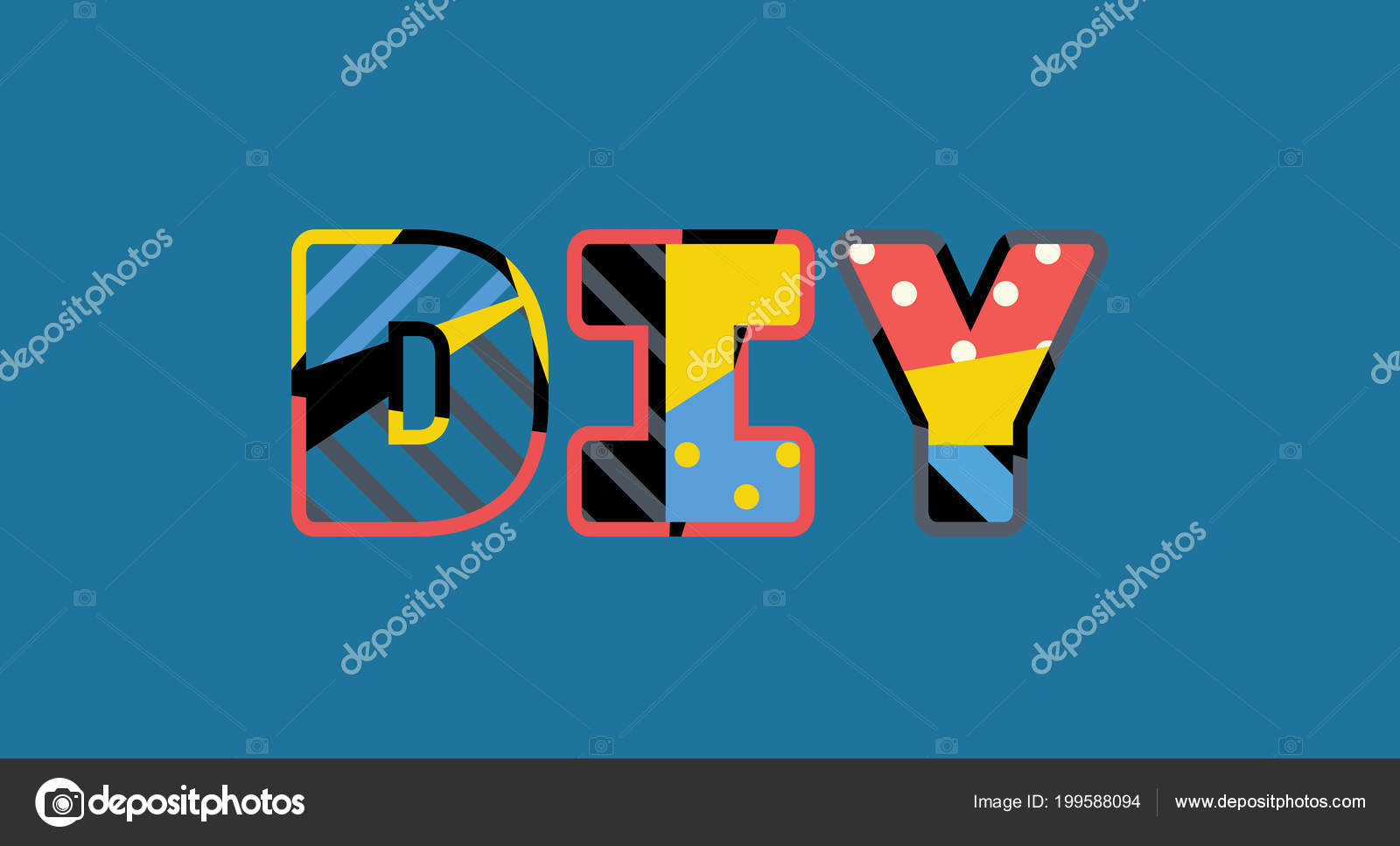 Word Diy Concept Written Colorful Abstract Typography Vector Eps ...