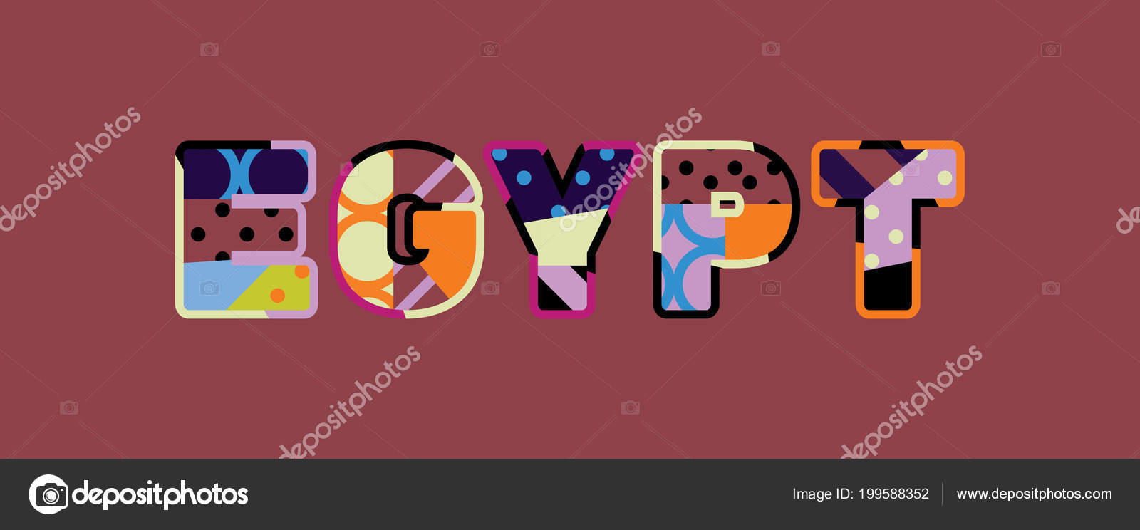 Word Egypt Concept Written Colorful Abstract Typography Vector Eps ...